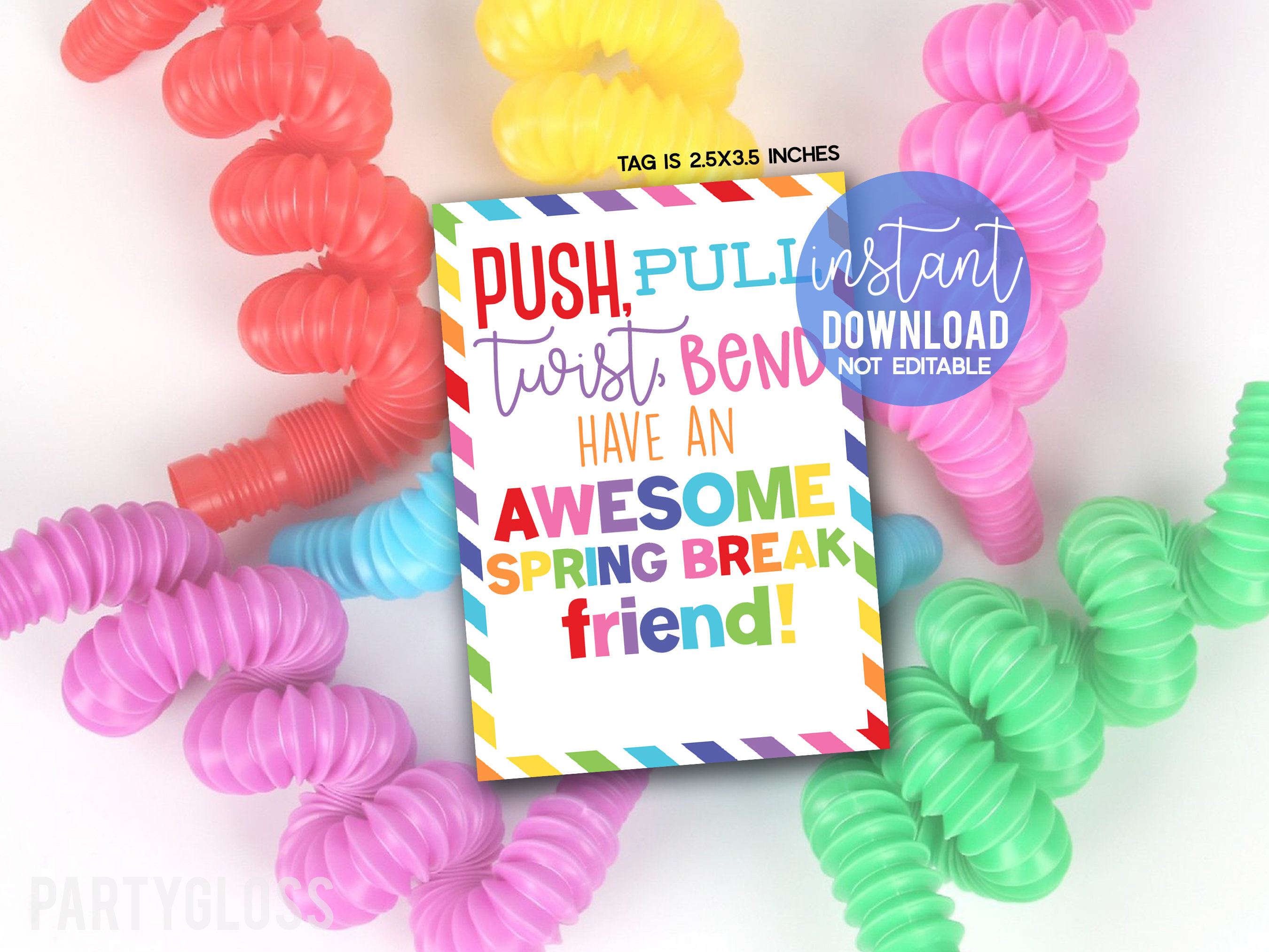 Fidget Sensory Spring Break Printable Tags, Non Food, Push Pull Twist ...