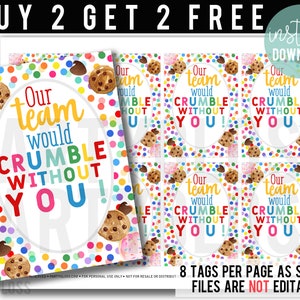 Cookie Team Appreciation Printable Gift Tags, Teammate Our Team Would ...