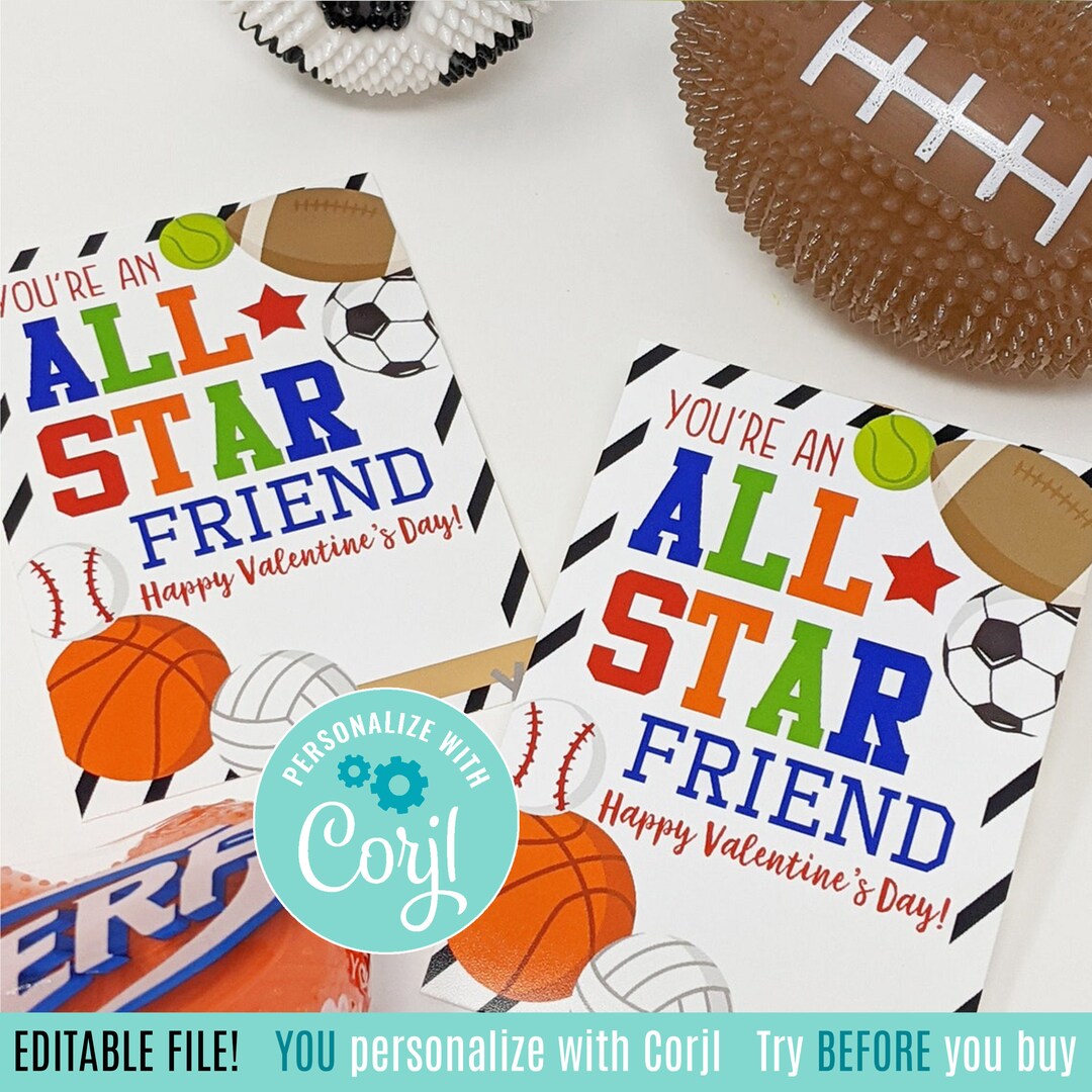 Editable Sports Valentine's Day Printable Tags Valentine Football ...