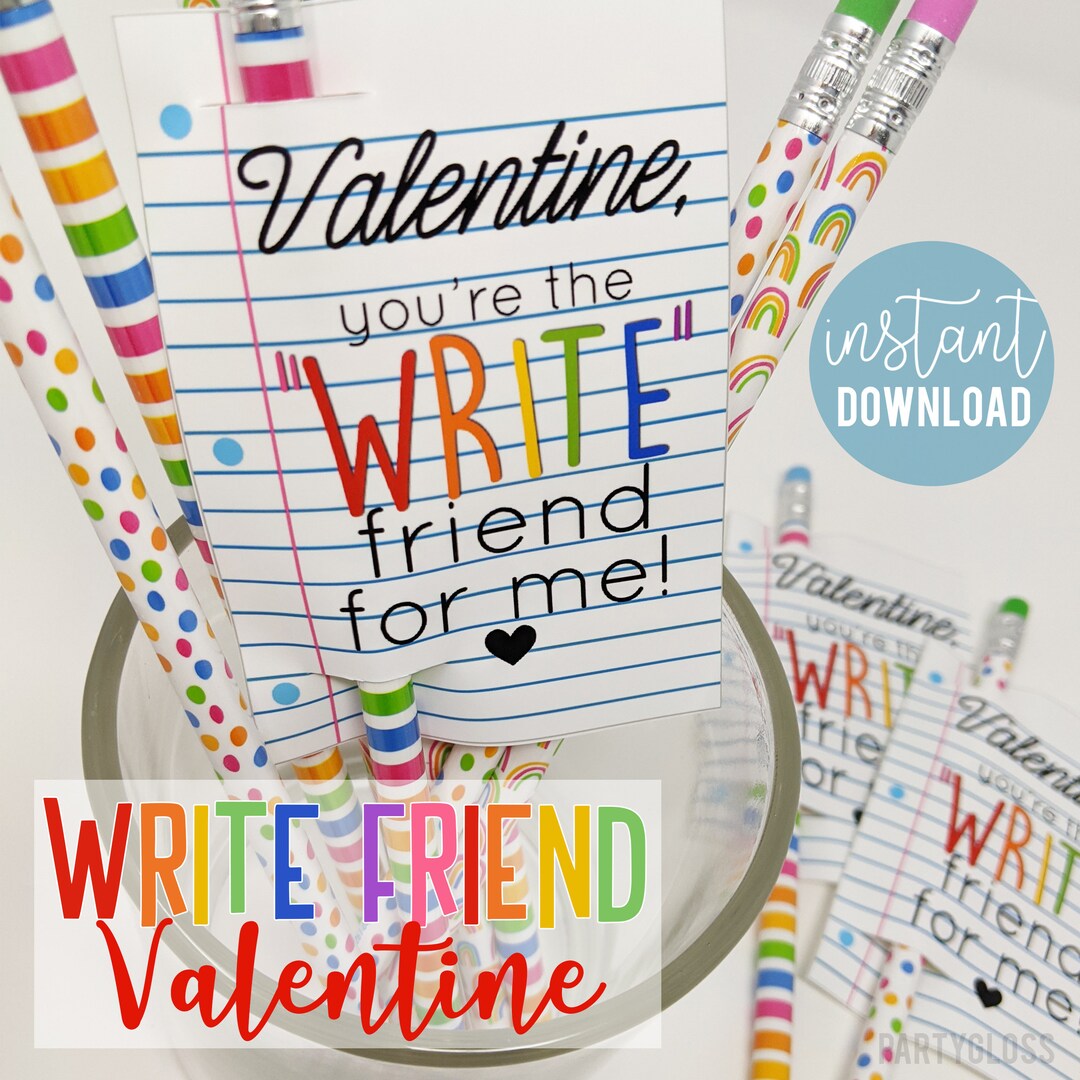 Valentine's Day Pencil Printable Tag, Non Food Valentine Class Pen ...