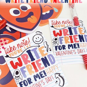 Write Friend Valentine's Day Printable Tags Pencil Pen Take Note Pad ...