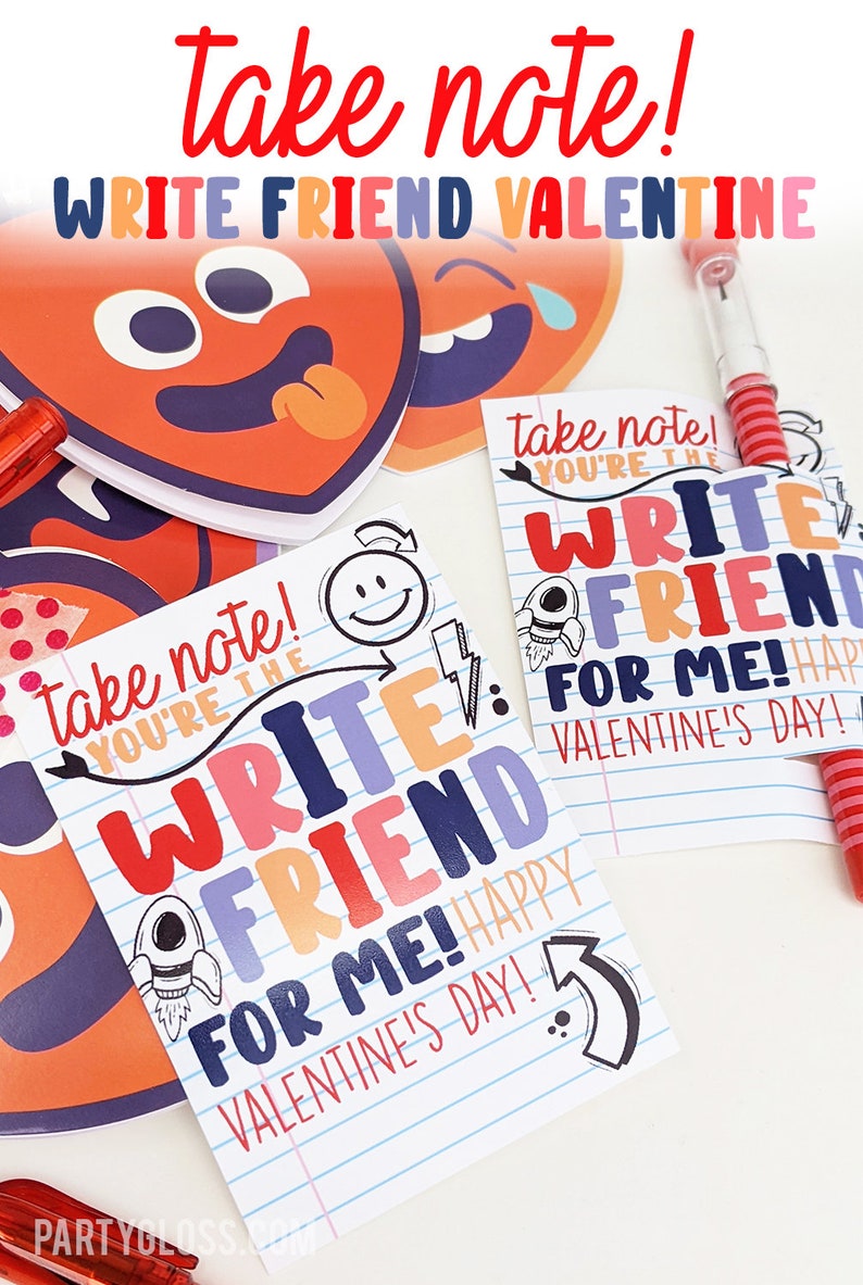 Write Friend Valentine's Day Printable Tags Pencil Pen - Etsy