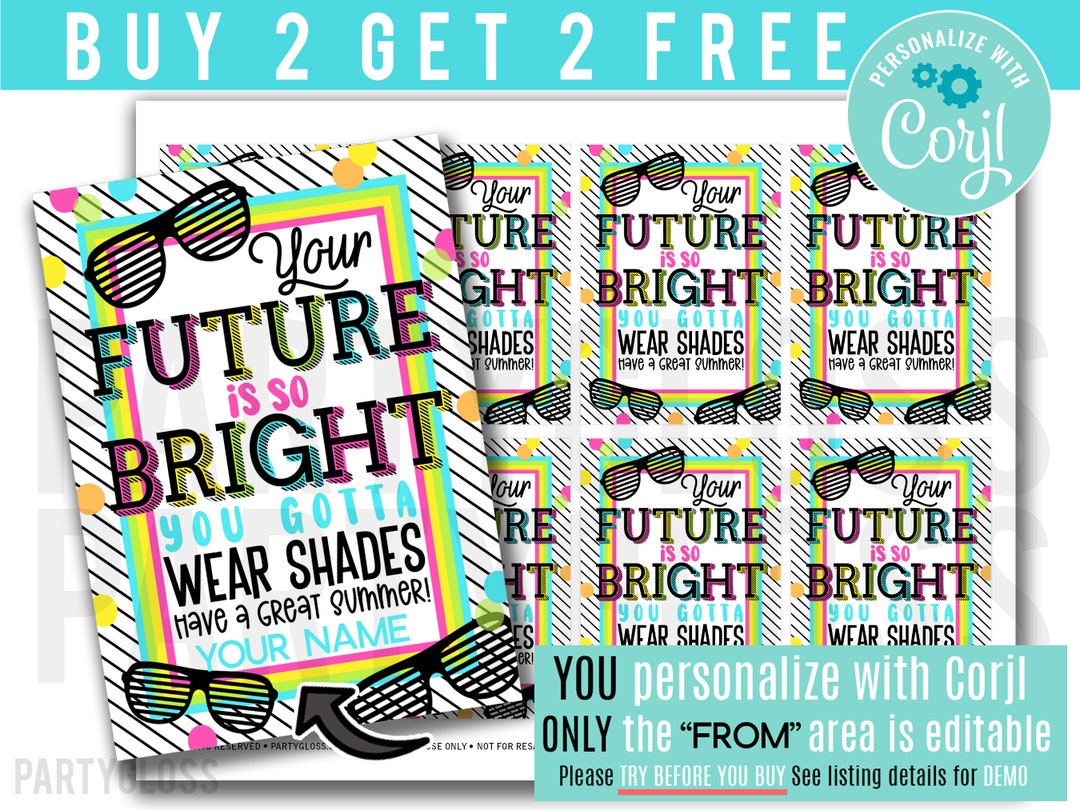 Editable Shades End of the Year Printable Tags, Non Food Future so ...
