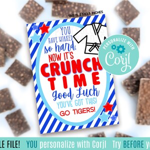 Editable Crunch Time Good Luck Printable Gift Tags Chocolate Candy ...