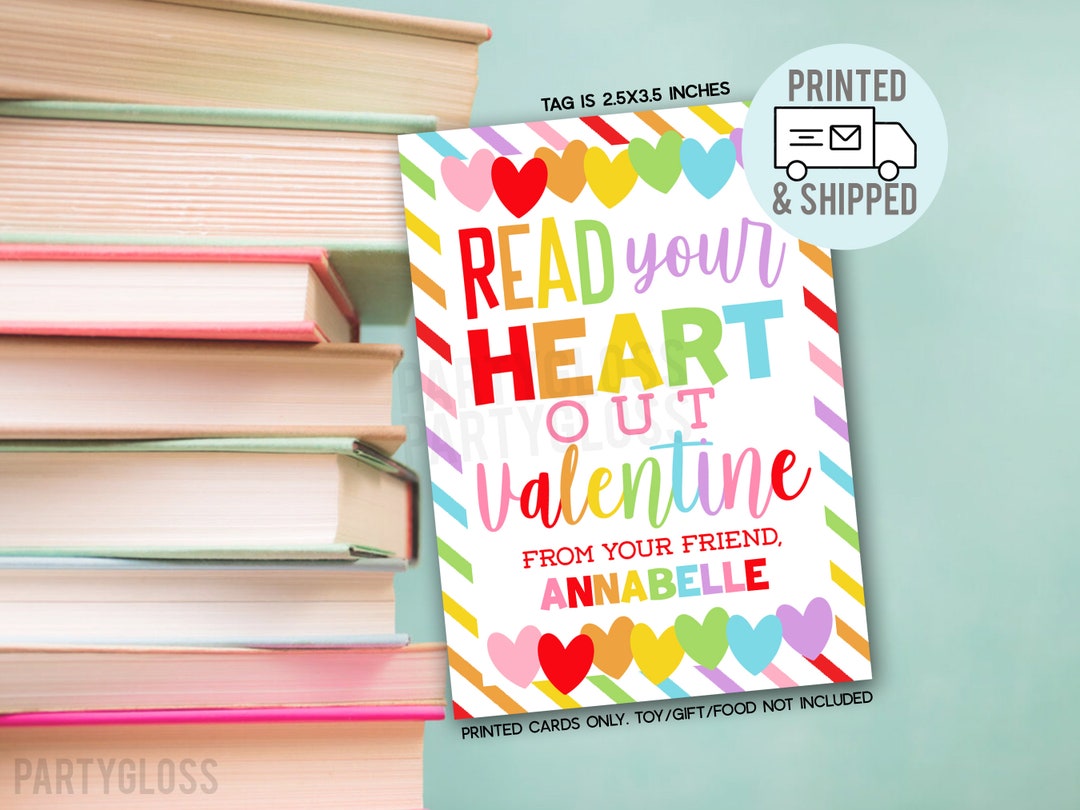 Printed and Shipped Rainbow Reading Valentine's Day Tags, Read Your ...