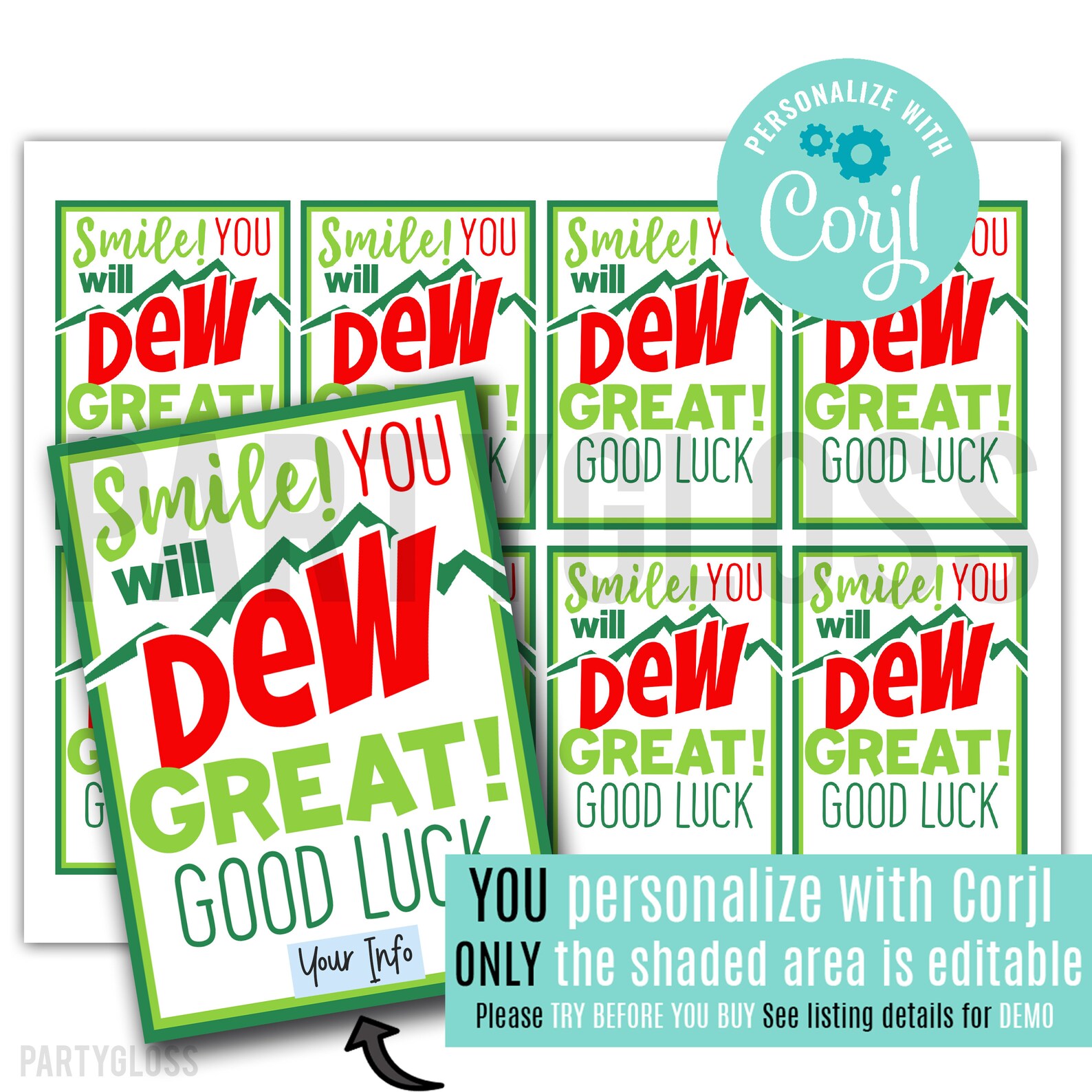Editable Good Luck Cheer Dance Printable Tag Soda Pop Pun Tags ...