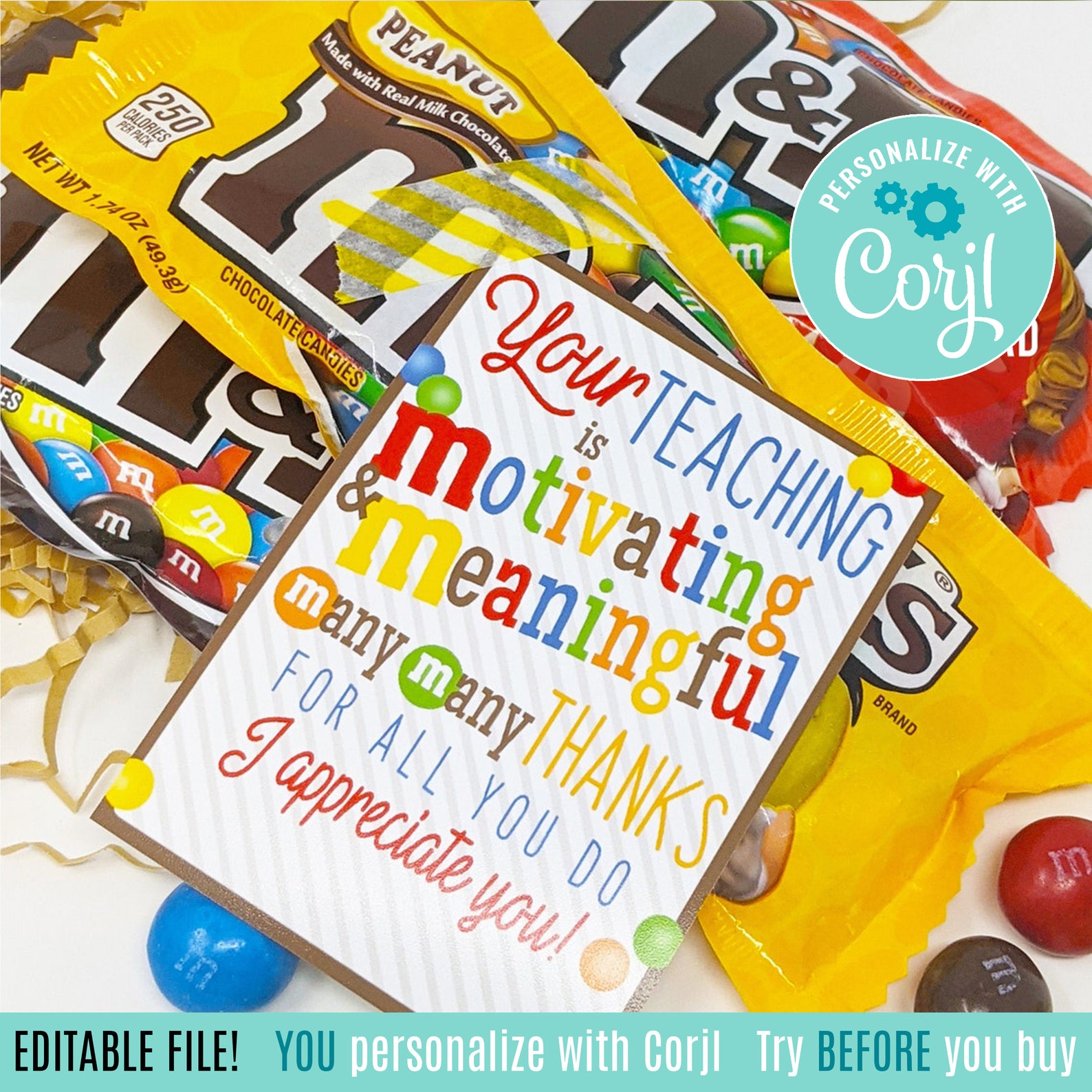 Editable Teacher Appreciation Printable Tag Teacher Tags - Etsy