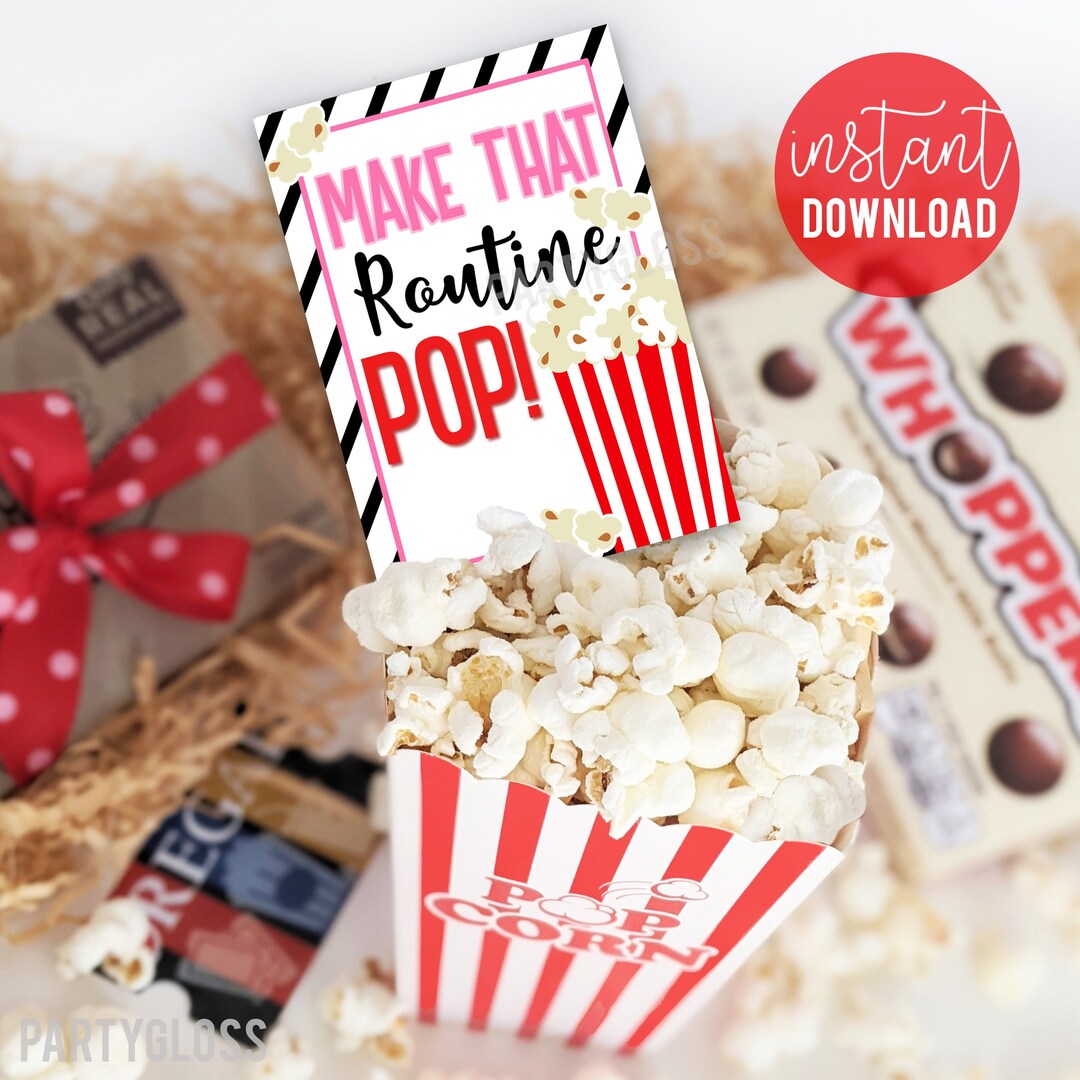 Popcorn Cheer Dance Squad Printable Gift Tags, Make That Routine POP ...