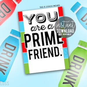 Prime Friend Valentine's Day Printable Tag, Sports Drink Valentine ...