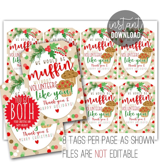 Muffin Christmas Printable Tags Christmas Muffin Tag | Etsy