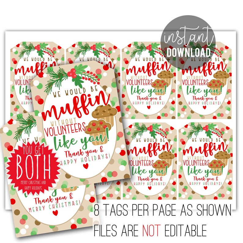 Muffin Christmas Printable Tags Christmas Muffin Tag - Etsy