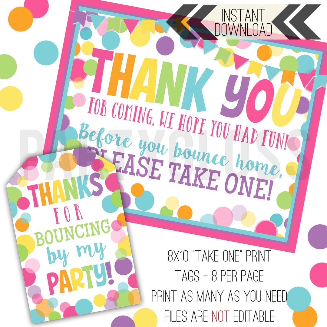 Bounce House Printable Tag | Bounce Tag | Printable Trampoline Tag ...
