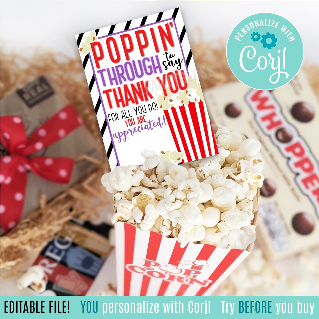 Editable Popcorn Appreciation Printable Tag | Purple Popcorn Printable ...