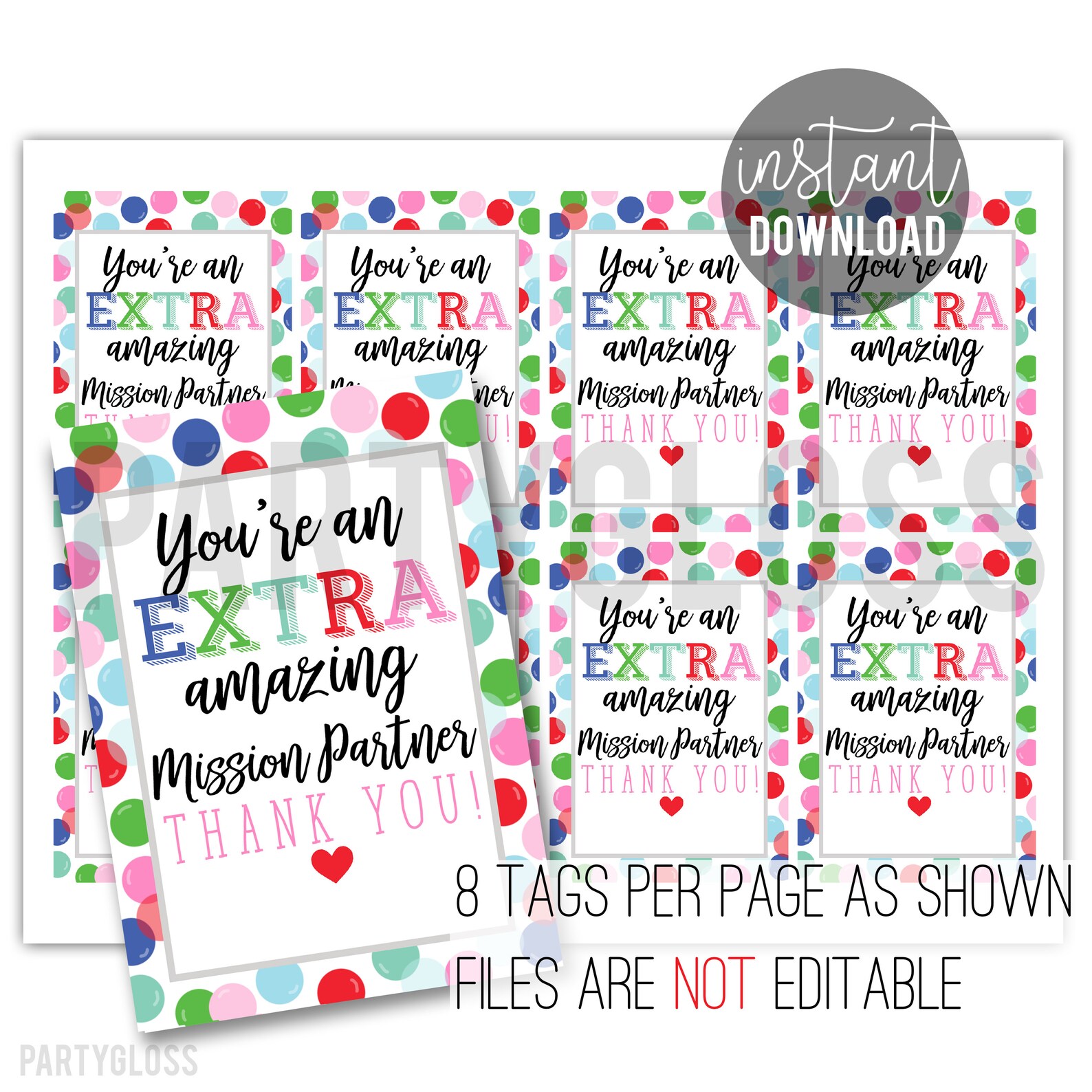 Mission Partner Appreciation Printable Tag Gum Tags Extra - Etsy