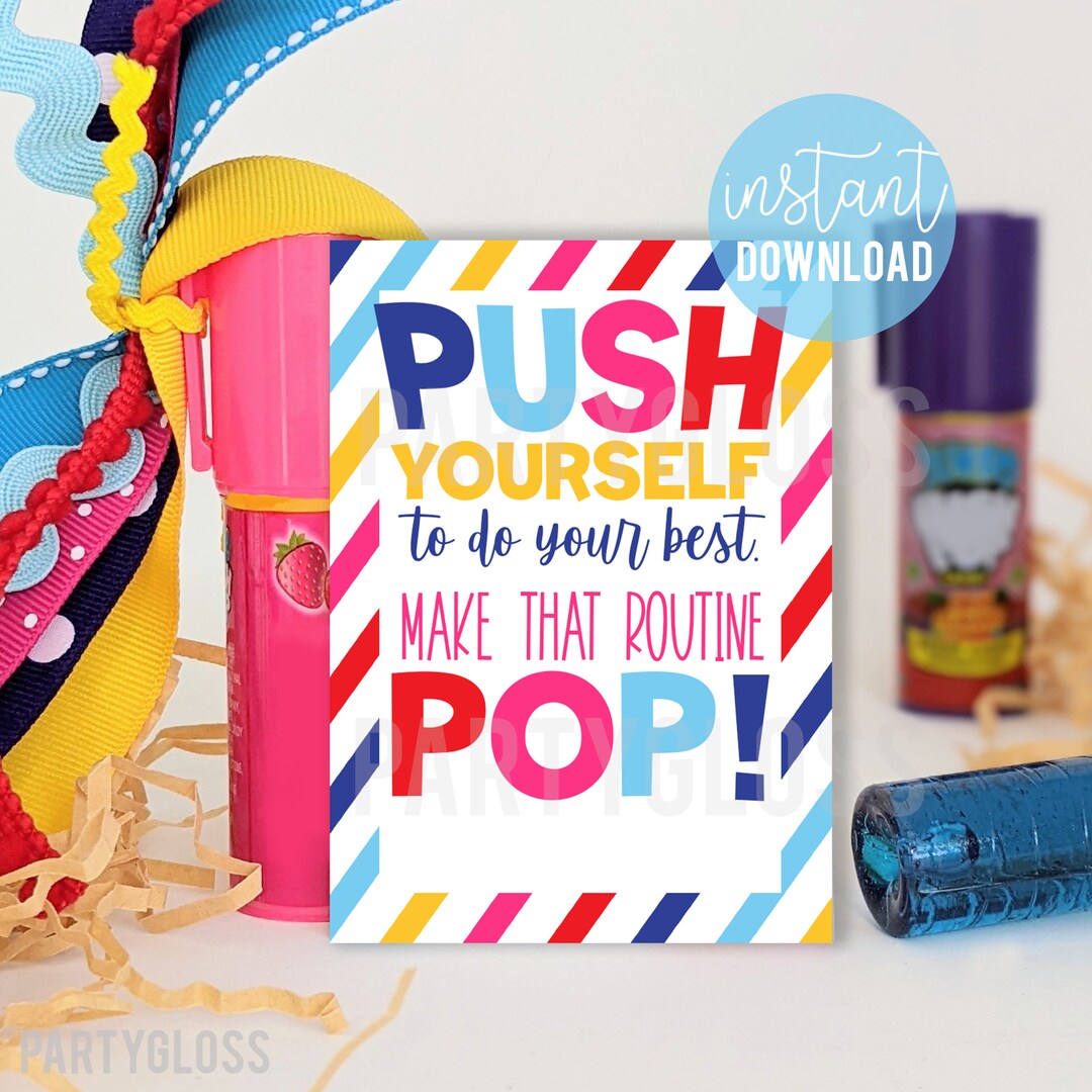 Push Yourself Make That Routine Pop Printable Gift Tags, Cheer Good ...