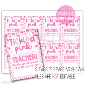 Teacher Appreciation Printable Tag | Tickled Pink Printable | Tickled ...