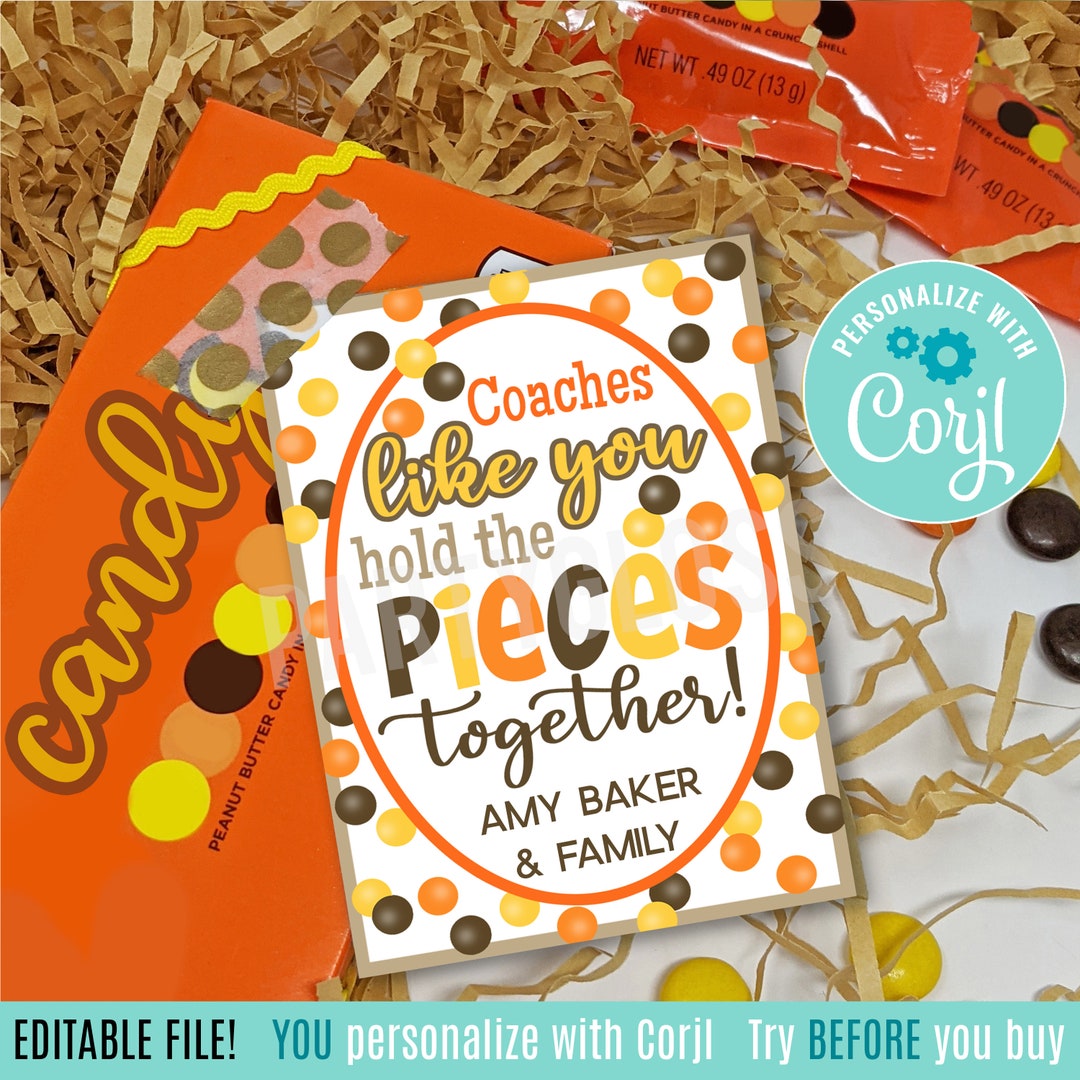Editable Coach Appreciation Printable Tag Hold the Pieces - Etsy