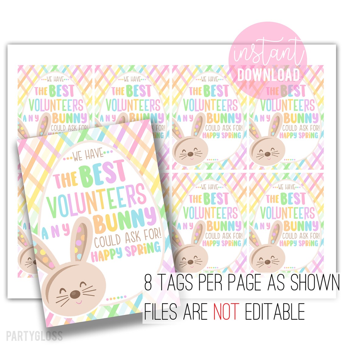 Volunteer Appreciation Printable Tags Happy Spring Tag - Etsy