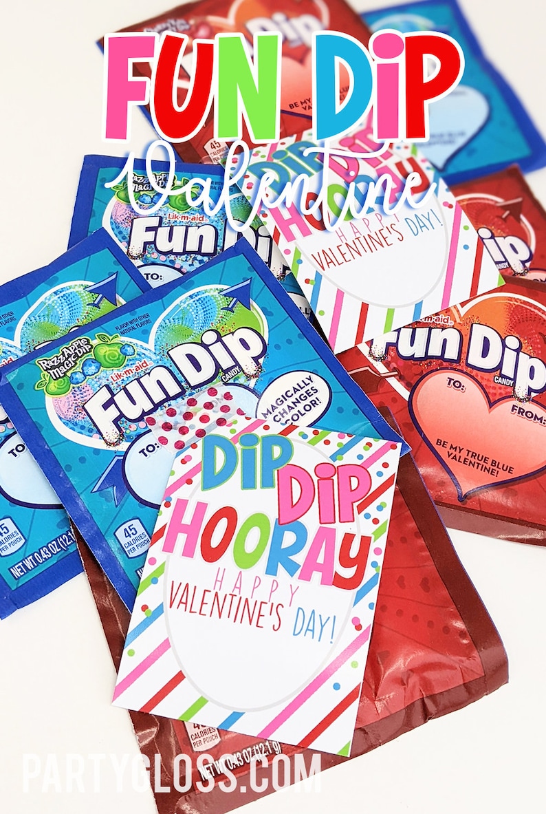 Valentine's Day Printable Tag Dip Dip Hooray Valentine Class Team ...
