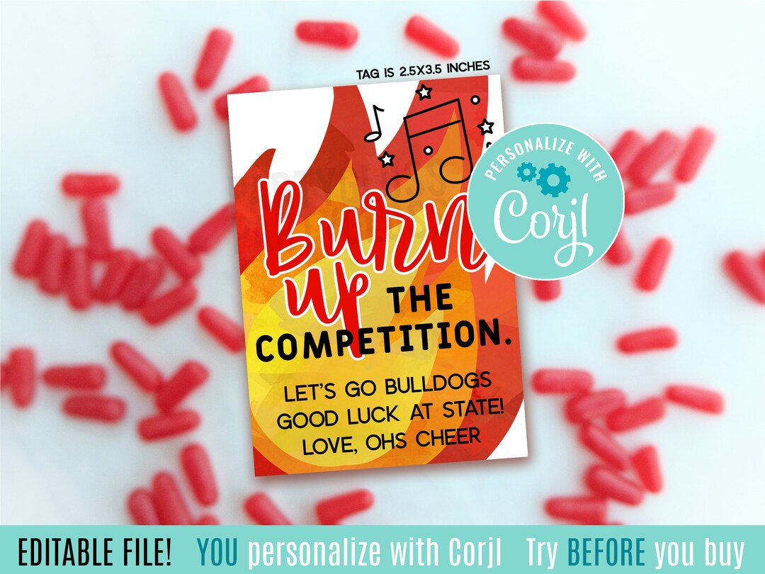 Editable Music Burn up the Competition Printable Gift Tags Choir ...
