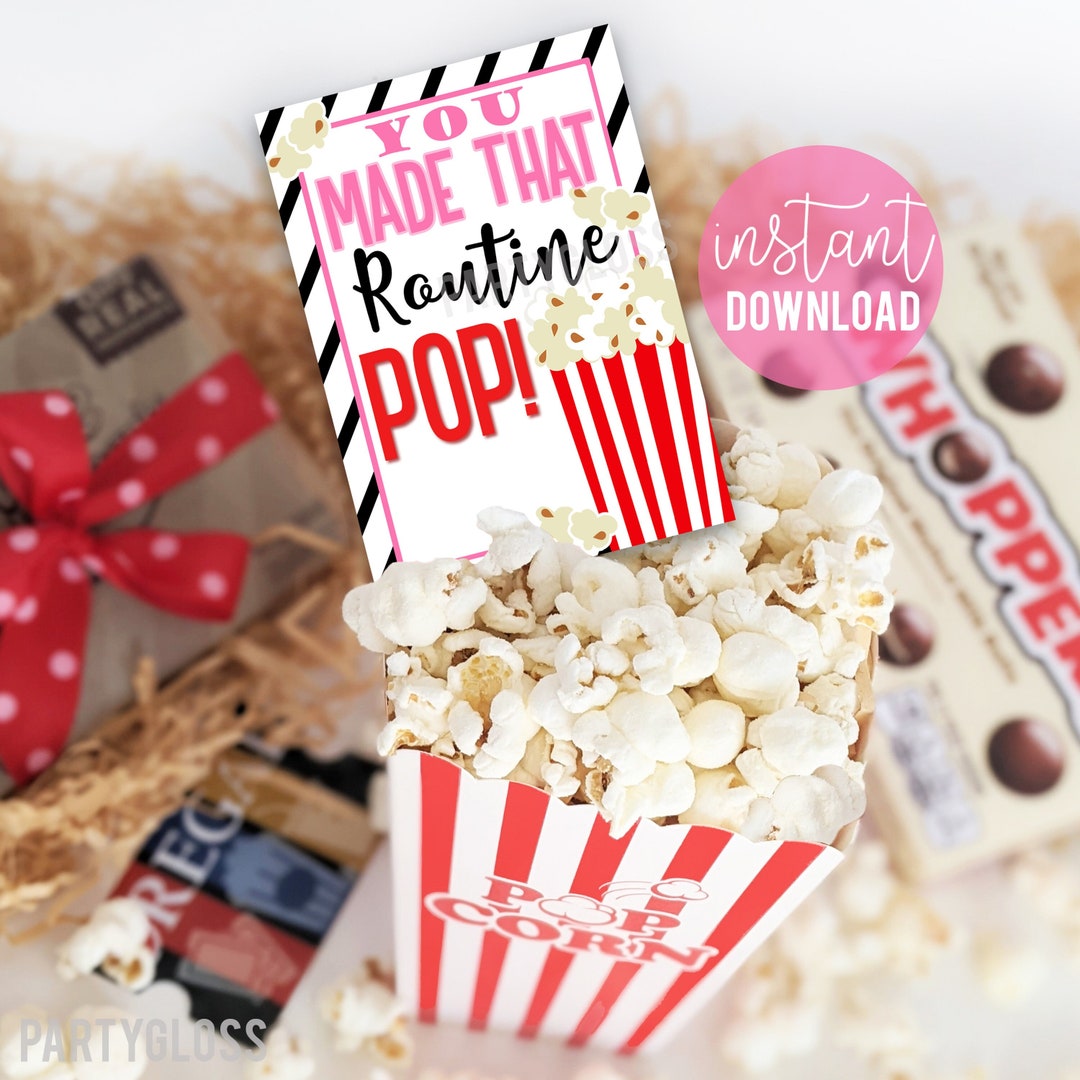 Popcorn Cheer Dance Squad Printable Gift Tags, Made That Routine POP ...