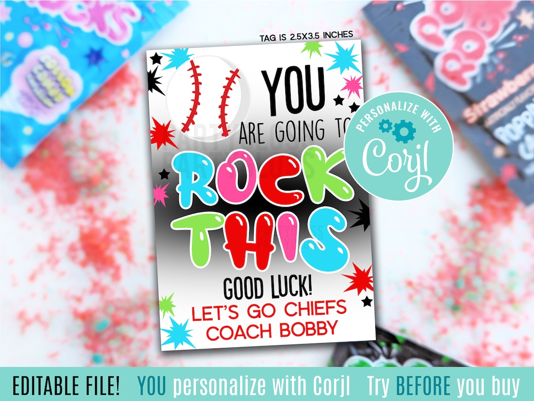 Editable Baseball You Are Going to Rock This Good Luck Printable Gift ...