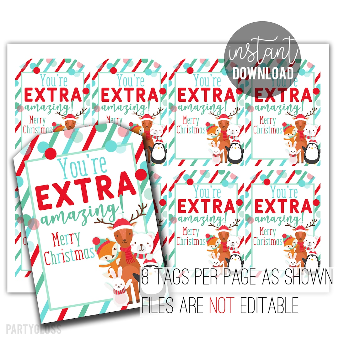 Extra Amazing Printable Tag | Christmas Holiday Tag | Extra Tag | Staff ...