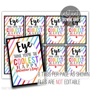 Glasses Valentine's Day Printable Tag Sunglasses Valentine Class Friend ...