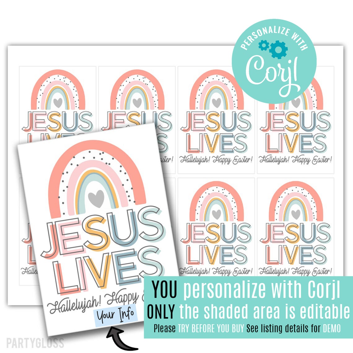 Editable Easter Printable Tags Jesus Lives Tag Boho - Etsy