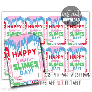 Slime Valentine's Day Printable Tag Non Food Class Valentine Friends ...
