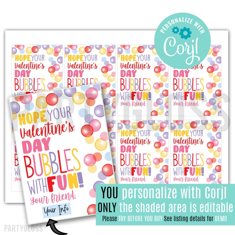 Editable Bubbles Valentine's Day Printable Tag Bubbles | Etsy