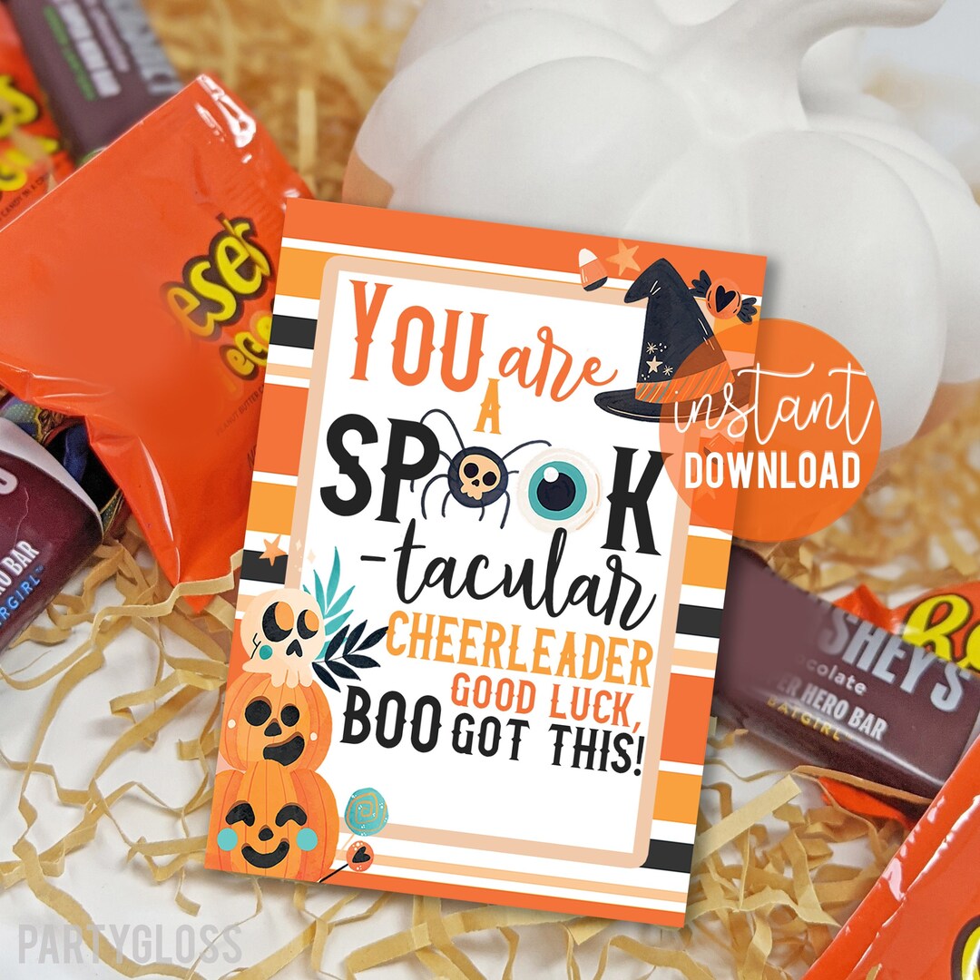 Halloween Cheerleader Printable Gift Tags, Dancer Candy Treat Tag Good ...