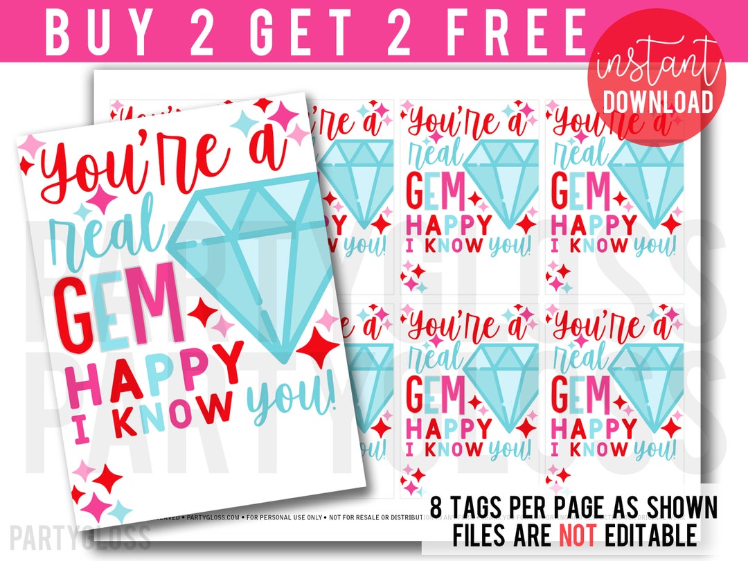 You're A Real Gem Appreciation Printable Gift Tags, Ring Candy Treat ...