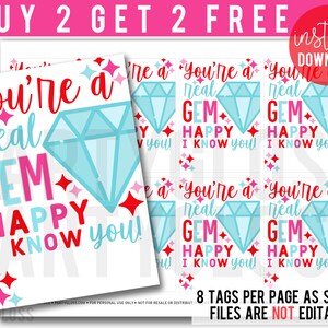 You're A Real Gem Appreciation Printable Gift Tags, Ring Candy Treat ...