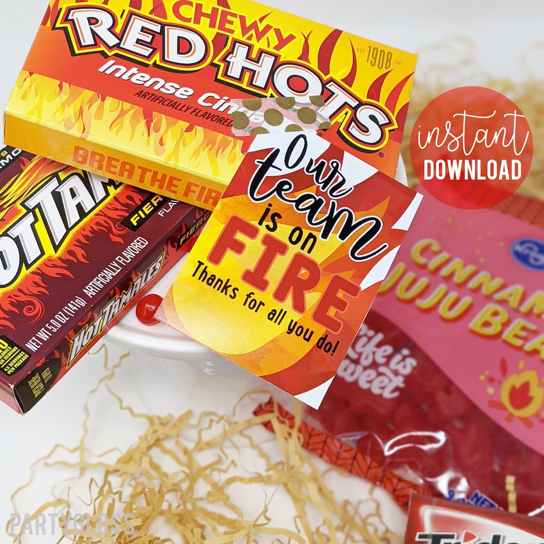 Our Team is on Fire Printable Gift Tags, Red Hot Tamales Candy Treat ...