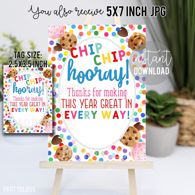 Chip Chip Hooray Appreciation Printable Tag End of the Year - Etsy
