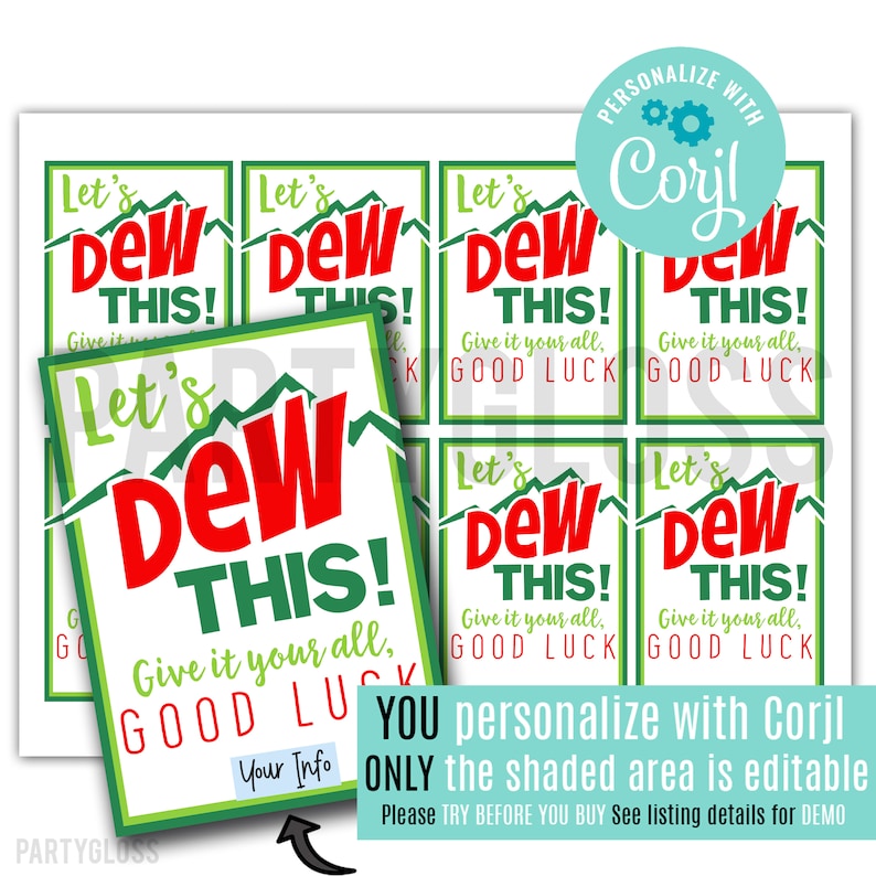 Editable Let's Dew This Printable Tag | Soda Pop Pun Tags | Sports Team ...
