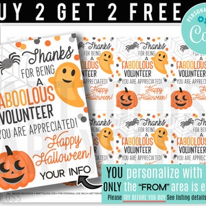 Editable Volunteer Appreciation Halloween Printable Gift Tags, Staff ...
