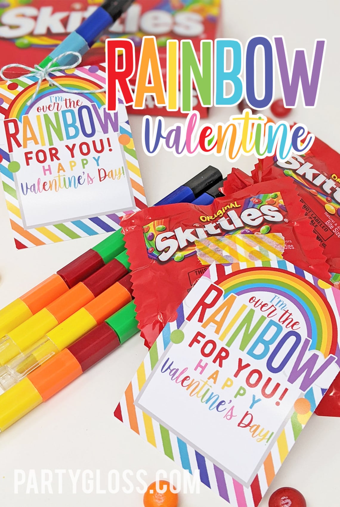 Rainbow Valentine's Day Printable Tags Over the Rainbow - Etsy