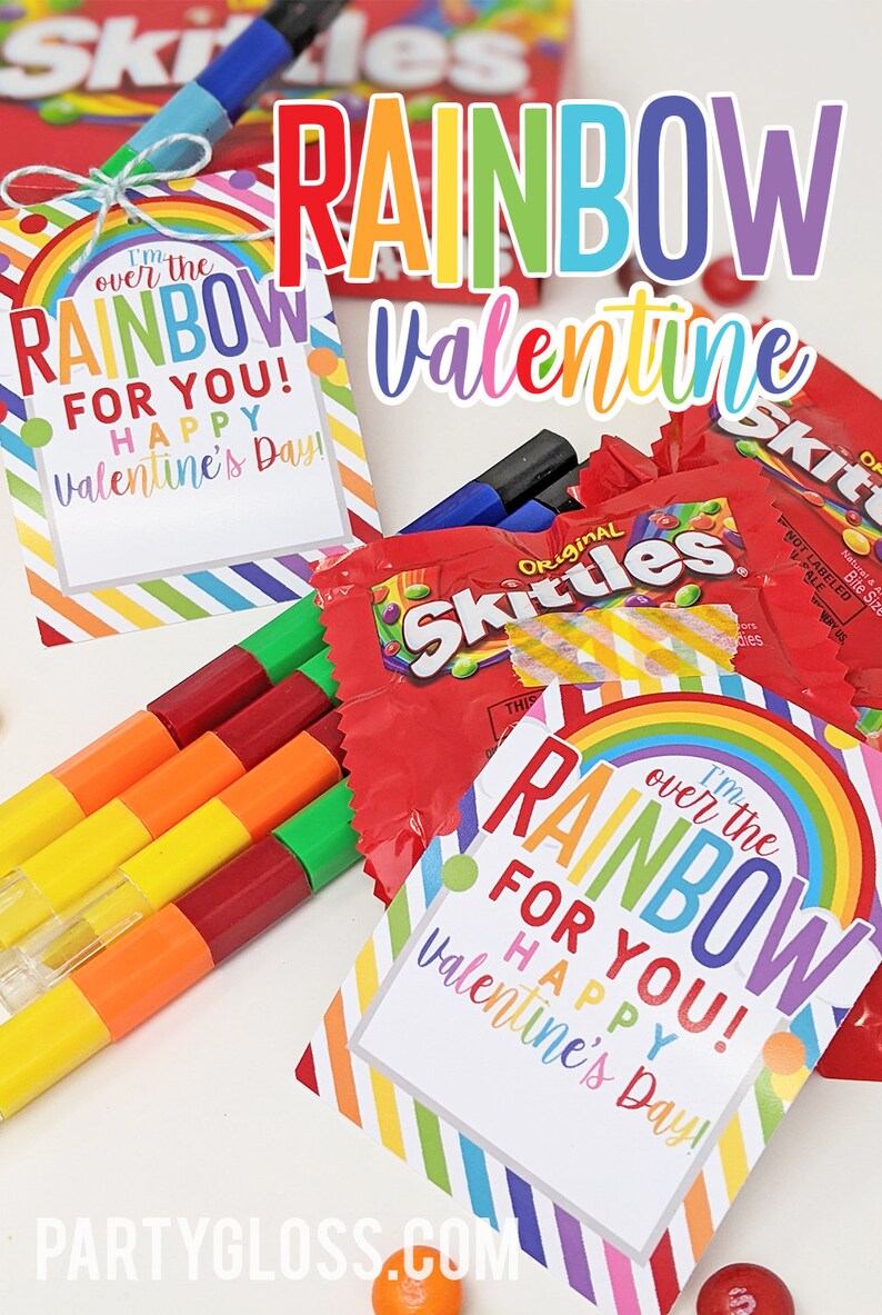 Rainbow Valentine's Day Printable Tags Over the Rainbow for You ...