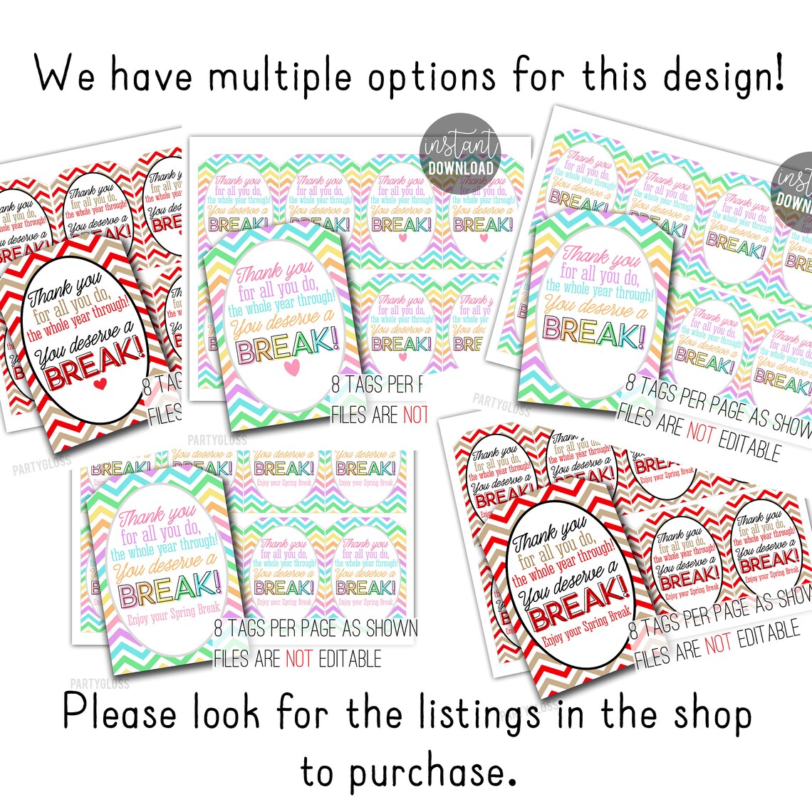 Teacher Appreciation Printable Gift Tags, You Deserve A Break Spring ...
