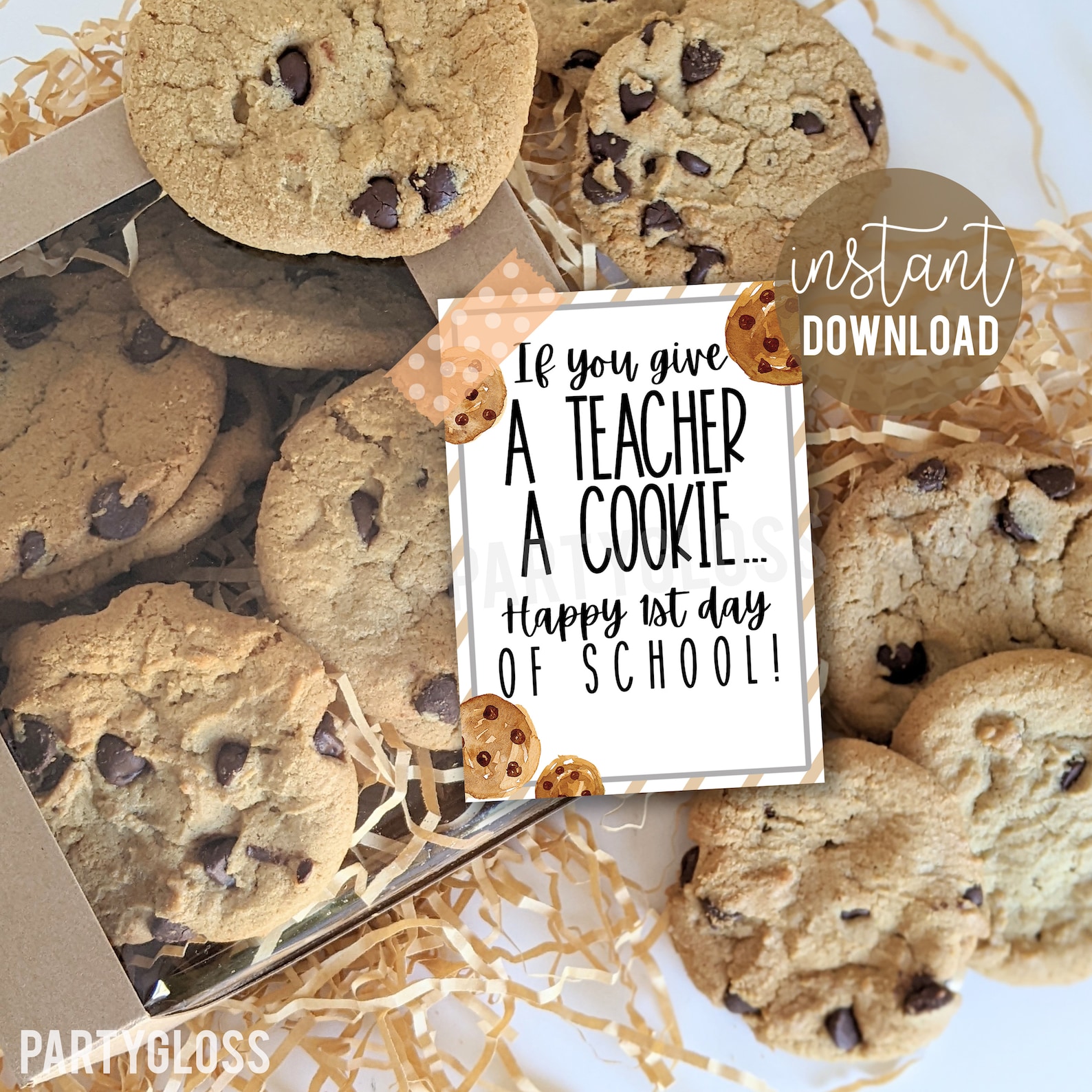 If You Give A Teacher A Cookie Printable Tag 1st Day Tag - Etsy