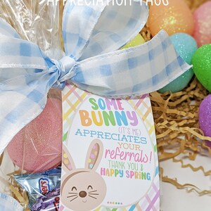 Referral Appreciation Bunny Printable Tags, Easter Spring Tag, Customer ...