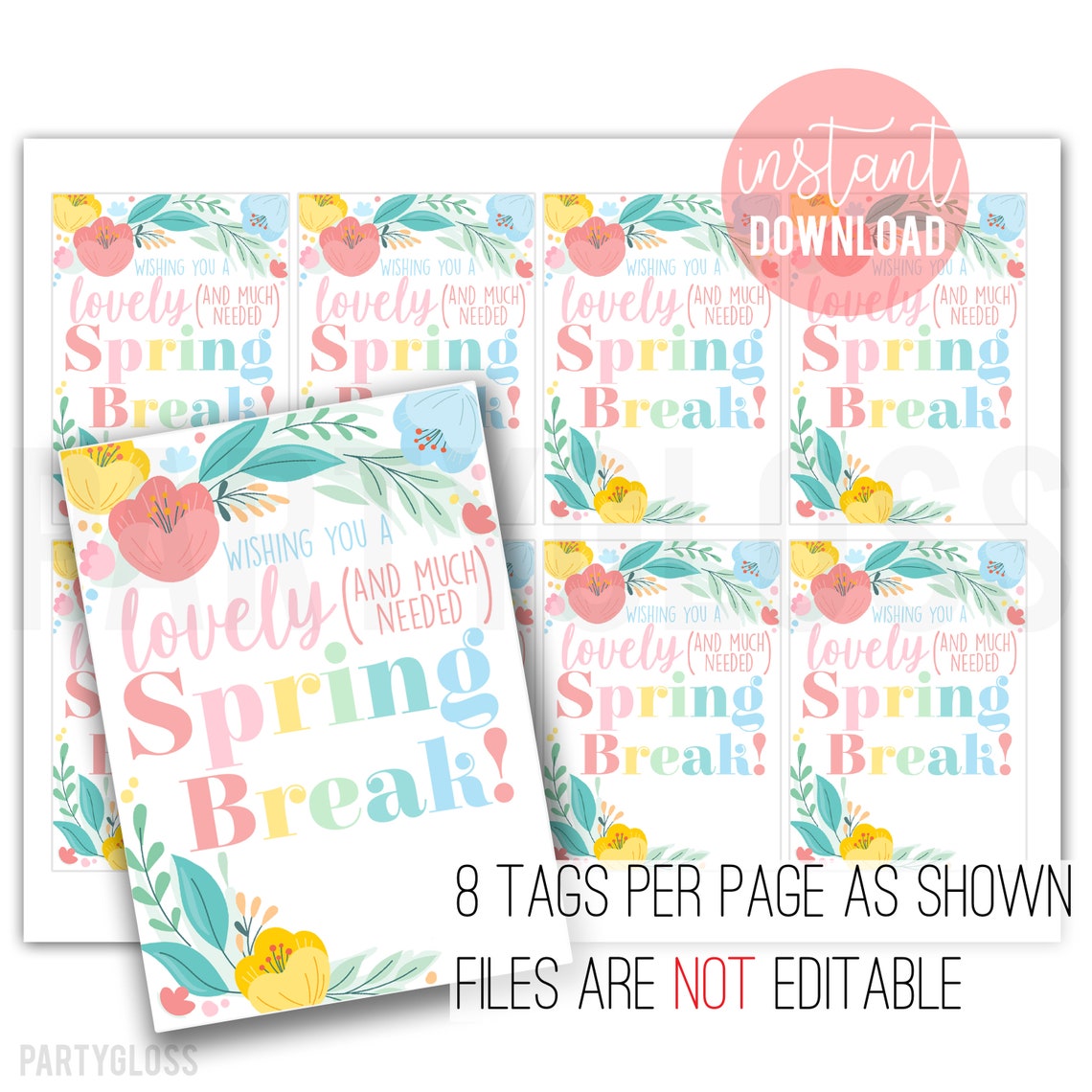 Teacher Appreciation Printable Tag | Spring Break Tags | Enjoy Spring ...