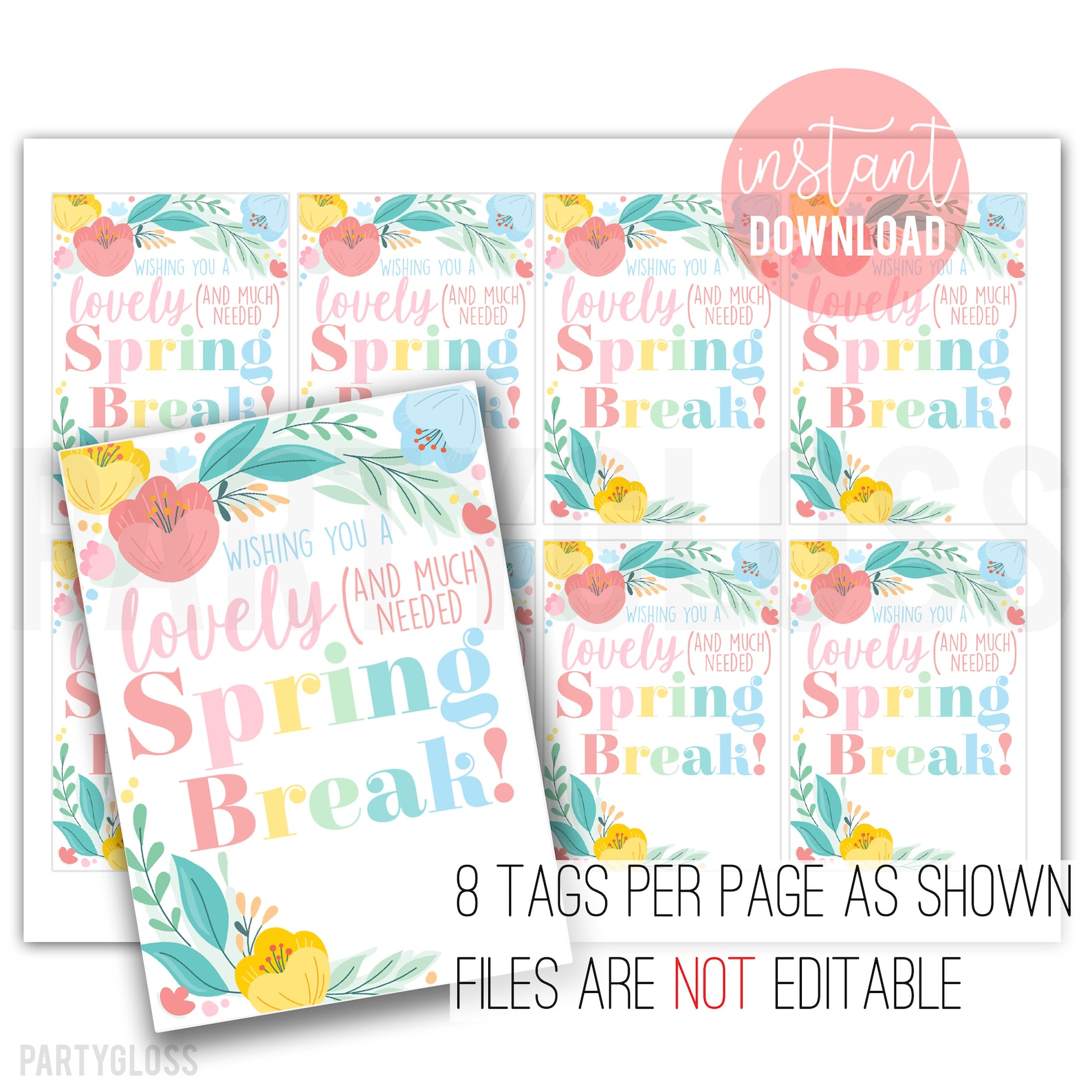Teacher Appreciation Printable Tag Spring Break Tags Enjoy - Etsy