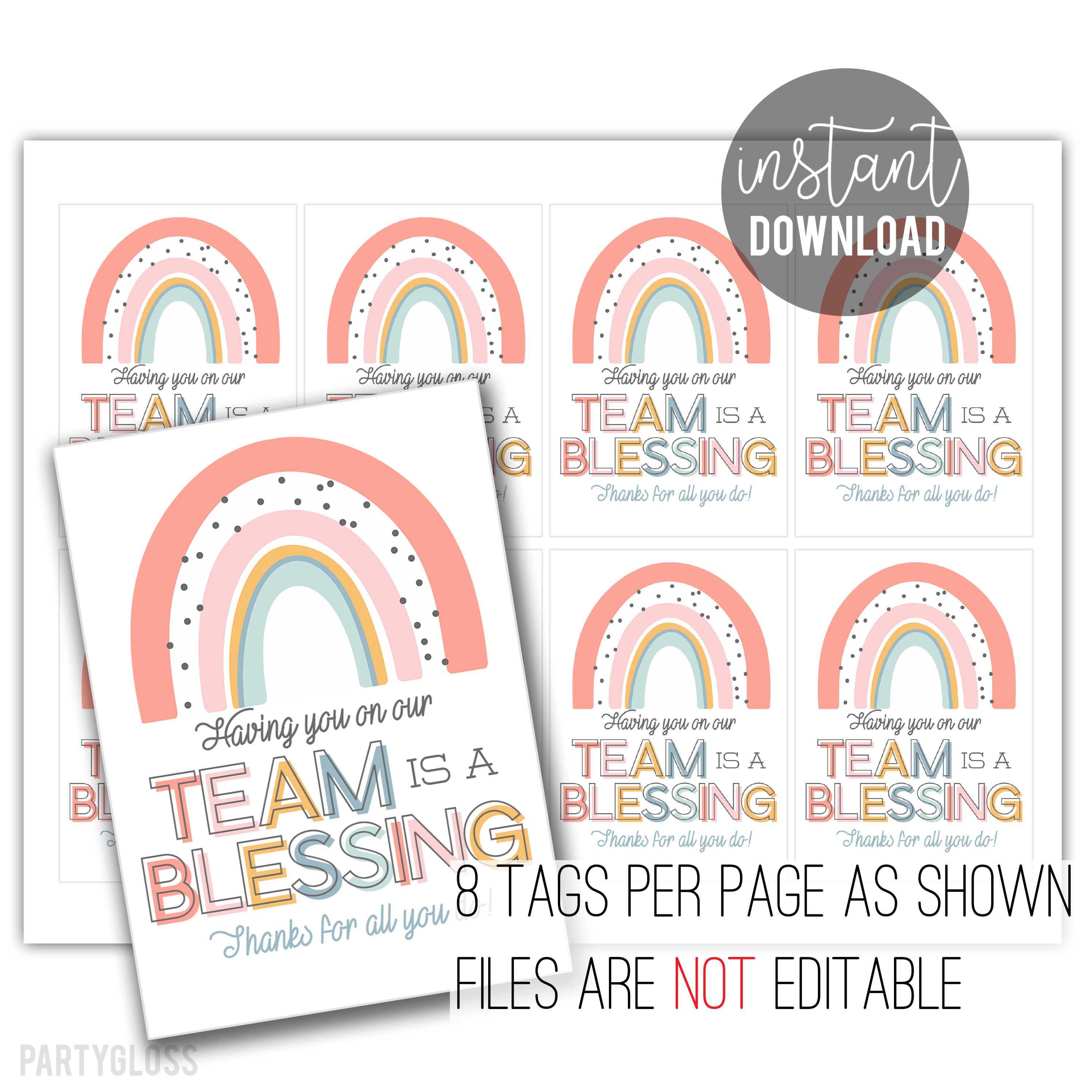 Having You on Our Team is A Blessing Appreciation Printable Gift Tags ...