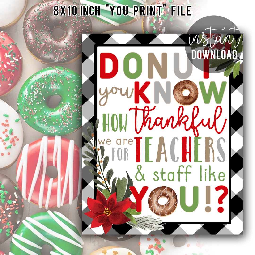 Christmas Donut Thankful for Teachers and School Staff Appreciation ...
