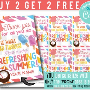 Editable End of Year Printable Gift Tags Teacher Appreciation Thank You ...