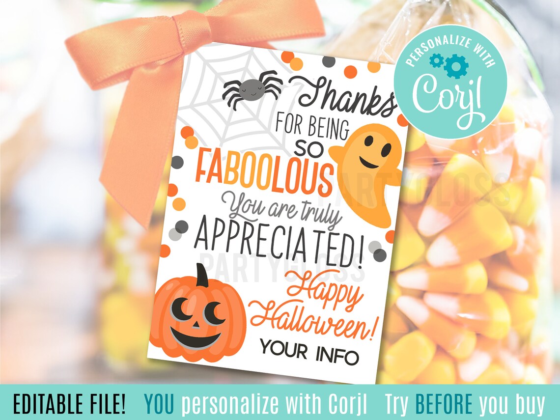 Editable Appreciation Halloween Printable Tag Halloween - Etsy