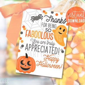 Appreciation Happy Halloween Printable Gift Tags, Thanks for Being so ...